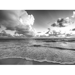 Fototapete papermoon "Strand Schwarz & Wei&szlig;", schwarz (schwarz, wei&szlig;), B:4m L:2,6m, Vlies, Tapeten, Fototapete