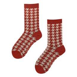Socken Hudson "Socke Check", Damen, Gr. 35-38, rot (burnt rot 0973), Obermaterial: 69% Baumwolle CO. 25% Polyamid PA. 5% metallisierte Fasern MTF. 1% Elasthan EL., Socken Socken