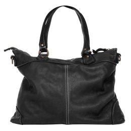 Shopper CLUTY, Damen, Gr. B/H/T: 43cm x 30cm x 11cm onesize, schwarz, Leder, leicht gl&auml;nzend, unifarben, Taschen Shopper, echt Leder, Made in Italy
