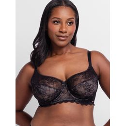 Fullcup-BH Dorina "Hasina", Damen, Gr. 100, Cup E, schwarz, Spitze, Obermaterial: 65% Polyamid, 23% Polyester, 12% Elasthan, unifarben, BHs Fullcup-BH, leicht gepolsterte Cups, Spitze