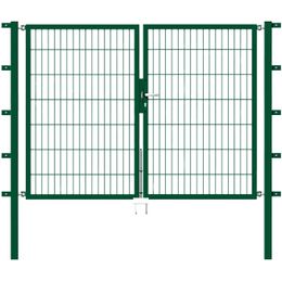 Zaundoppelt&uuml;r Alberts "Flexo", gr&uuml;n, B:200cm H:140cm, Stahl, Tore, Zaundoppelt&uuml;r, 200 cm Breite, in versch. H&ouml;hen