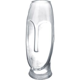 Tischvase CASABLANCA BY GILDE "Moai", grau, B:11cm H:30cm T:11cm, Glas, Vasen, Tischvase