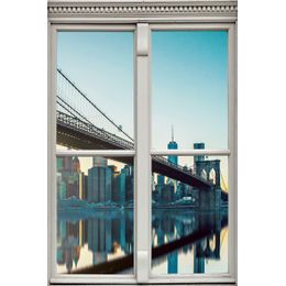 Wandsticker queence "Brooklyn Birdge", bunt, B:40cm H:60cm T:0,1cm, Wandtattoos, Wandsticker, Wandsticker, Wandbild, selbstklebend, 3D, Fenster