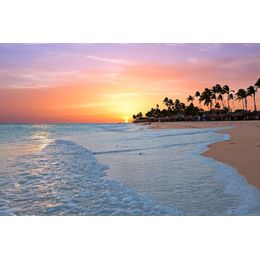 Fototapete papermoon "Aruba Beach Sunset", bunt, B:3,5m L:2,6m, Vlies, Tapeten, Fototapete