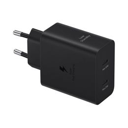 Samsung Schnelllade-Ger&auml;t "USB-C Duo Schnelllader T5020 50W mit 5A USB-C zu USB-C Kabel", schwarz, B:11,5cm H:3,5cm T:12,5cm, Ladeger&auml;te, Schnelllade-Ger&auml;t