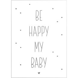 Wandbild Reinders "Slim Frame White 50x70 Be Happy My Baby", wei&szlig; (farbe bild(er): wei&szlig;), B:50cm H:70cm T:2cm, MDF, Bilder, Wandbild