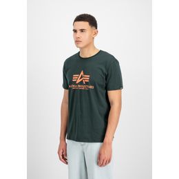 T-Shirt Alpha Industries "Basic T-Shirt", Herren, Gr. S, blau (schwarz petrol), Single Jersey, Obermaterial: 100% Baumwolle, bedruckt, regular fit normal, Rundhals, normaler Saum, Shirts T-Shirt, Baumwolle, regular fit