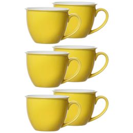 Ritzenhoff & Breker Tasse RITZENHOFF & BREKER "Jumbotassen Doppio 350 ml 6er Set", gelb, Porzellan, Trinkgef&auml;&szlig;e, Tasse