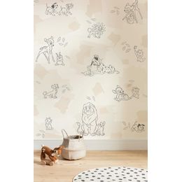 Kindertapete Komar "Disney Animals", beige (beige,wei&szlig;), B:200m H:250m, Vlies, Tapeten, Kindertapete