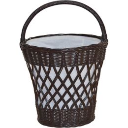 W&auml;schekorb, braun (dunkelbraun), B:40cm H:60cm T:40cm &Oslash;:40cm, Geflecht Rattan, HOFMANN LIVING AND MORE, W&auml;schesammler, W&auml;schekorb, aus Rattan mit praktischem Tragegriff