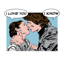 Bild Komar "Star Wars Classic Comic Quote Leia Han", bunt (farbe bild(er): bunt), B:50cm H:40cm, Holz, Papier, Bilder, Bild, Wandbild zur Dekoration im Kinderzimmer - ohne Rahmen
