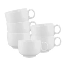 Tasse Seltmann Weiden "Milchkaffeetassen mit Henkel Sento Home 350 ml 6er Set wei&szlig;", wei&szlig;, 6 tlg., Porzellan, Trinkgef&auml;&szlig;e, Tasse
