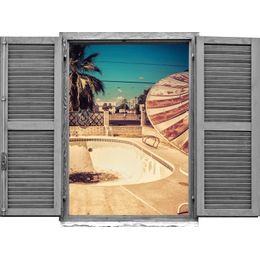 Wandtattoo queence "leerer Pool", braun, B:80cm H:60cm T:0,1cm, Wandtattoos, Wandtattoo, Wandsticker, Wandbild, selbstklebend, 3D, Fenster