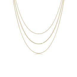 Silberkette Elli "Halskette Basic Layer Lagen Look Trend Blogger 925 Silber" Gr. 45, gold, Halsketten, Damen, Silber 925 (Sterlingsilber), Silberkette