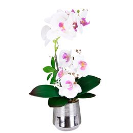Kunstorchidee I.GE.A. "Phalaenopsis Orchidee im Topf", rosa (wei&szlig;, rosa), B:20cm H:42cm L:14cm, Polyester, Kunstpflanzen, Kunstorchidee, Kunstblume mit Bl&auml;tter Blume Kunstpflanze Deko Seidenblume Real Touch