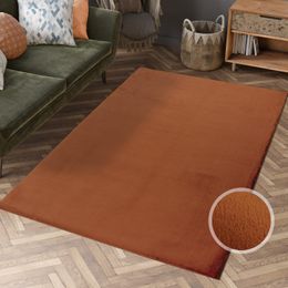 Hochflor-Teppich Carpet City "TOPIA 400", orange (terra), B:160cm H:21mm L:230cm, Polyester, Teppiche, Hochflor-Teppich, Kunstfell-Teppich mit Kaninchenfell-Optik, Haptik, Schlafzimmer