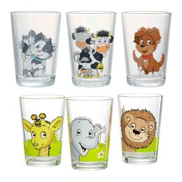 Ritzenhoff & Breker Kinderbecher RITZENHOFF & BREKER "Kindergl&auml;ser Hof- und Dschungeltiere 205 ml 6er Set bunt", bunt, Glas, Trinkgef&auml;&szlig;e, Kinderbecher