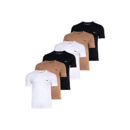 T-Shirt BOSS "T-Shirt T-Shirt RN 3P Classic 6er Pack", Herren, Gr. XL, bunt (schwarz, wei&szlig;, hellbraun), Obermaterial: 100% Baumwolle CO., Shirts T-Shirt