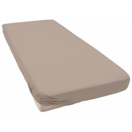 Spannbettlaken Primera "Mako-Feinjersey Spannbetttuch", grau (taupe), L:200cm, Mako-Jersey, Obermaterial: 100% Baumwolle, Bettlaken, Spannbettlaken, Geeignet f&uuml;r Standardmatratzen bis 22 cm, 100% Baumwolle