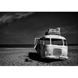 Fototapete papermoon "Photo-Art YVETTE DEPAEPE, STRANDBUS", bunt, B:4,5m L:2,8m, Vlies, Tapeten, Fototapete