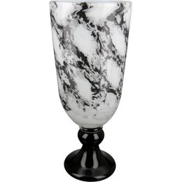 Tischvase CASABLANCA BY GILDE "Pokal Vase Trophy, mit Marmorfinish", schwarz-wei&szlig; (schwarz, wei&szlig;), H:31cm &Oslash;:13cm, Glas, Vasen, Tischvase, dekorative Vase aus Glas, Blumenvase