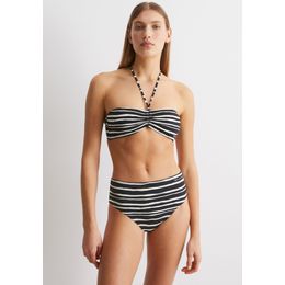 Marc O'Polo Bikini-Hose MARC O'POLO "Summer Blacks", Damen, Gr. M, N-Gr, schwarz, wei&szlig; cotton print, Obermaterial: 70% Polyamid, 30% Elasthan, Badehosen Bikini-Hose, mit hohem Bunddesign