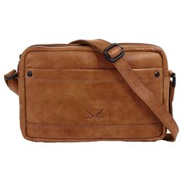 Umh&auml;ngetasche Sansibar, Damen, Gr. B/H/T: 22cm x 16cm x 30cm onesize, braun (cognac), Leder, leicht gl&auml;nzend, unifarben, Taschen Umh&auml;ngetasche, echt Leder