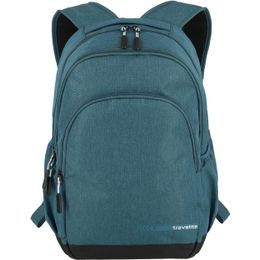 Laptoprucksack Travelite "KICK OFF Rucksack L", Gr. B/H/T: 31cm x 45cm x 16cm, blau (petrol), Polyester, unifarben, Basic, Rucks&auml;cke Laptoprucksack, Freizeitrucksack Arbeitsrucksack Schulrucksack Reiserucksack