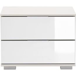Nachtkommode wimex "Easy", wei&szlig; (wei&szlig;, wei&szlig;glas), B:52cm H:40cm T:38cm, Sideboards, Nachtkommode