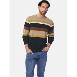 Rundhalspullover Babista "Pullover CALDEN", Herren, Gr. XL, beige (beige gestreift), Obermaterial: 100% Baumwolle CO., Pullover Rundhalspullover