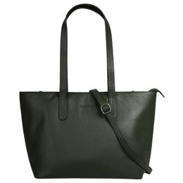 Shopper Bruno Banani, Damen, Gr. B/H/T: 30cm x 25cm x 14cm onesize, gr&uuml;n (oliv), Leder, leicht gl&auml;nzend, unifarben, Taschen Shopper, echt Leder