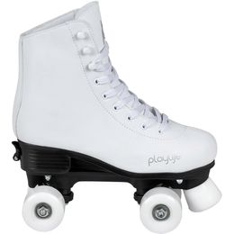 Rollschuhe Playlife "Classic White adjustable" Gr. 39, schwarz (schwarz, wei&szlig;), Inlineskates_Rollschuhe, 39/42 (bis 100 kg), Lederimitat, Vinyl, Rollschuhe