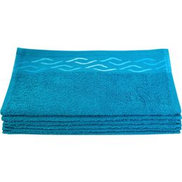 Seiftuch Dyckhoff "Wave", blau (petrol), B:30cm L:30cm, Baumwolle, Waschlappen, Seiftuch, mit Jacquard-Bord&uuml;re