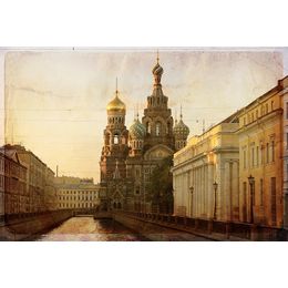 Fototapete papermoon "ST PETERSBURG-RUSSLAND ALTSTADT VINTAGE WANDTAPETE DEKO", bunt, B:3,5m L:2,6m, Vlies, Tapeten, Fototapete