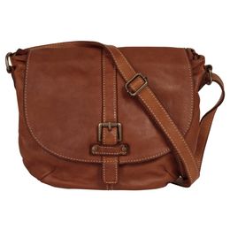 Umh&auml;ngetasche CLUTY, Damen, Gr. B/H/T: 30cm x 25cm x 3cm onesize, braun (cognac), Leder, used, Taschen Umh&auml;ngetasche, echt Leder, Made in Italy