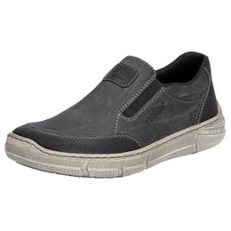 Slipper Rieker, Herren, Gr. 46, grau (grau, schwarz), Lederimitat, Schuhe Slipper, Slip-on Sneaker, Halbschuh, Schlupfschuh mit beidseitigem Gummizug, Topseller