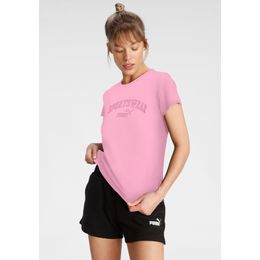 T-Shirt Puma "ESS+ LOGO LAB TEE", Damen, Gr. XS, rosa (mauved out), Jersey, Obermaterial: 100% Baumwolle, bedruckt, regular fit normal, Rundhals, Shirts T-Shirt, Regular Fit, Kurzarm, Rundhalsausschnitt, mit Print-Applikation