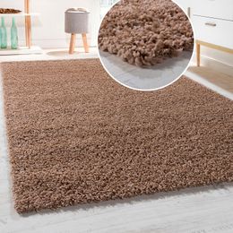 Hochflor-Teppich Paco Home "Sky 250", beige, B:140cm H:34mm L:200cm, Polypropylen (PP), Teppiche, Hochflor-Teppich, gewebt, Uni-Farben, intensive Farbbrillanz, auch als L&auml;ufer erh&auml;ltlich