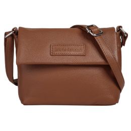Umh&auml;ngetasche Bruno Banani, Damen, Gr. B/H/T: 19cm x 15cm x 5cm onesize, braun, Leder, leicht gl&auml;nzend, unifarben, Taschen Umh&auml;ngetasche, echt Leder