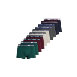Jack & Jones Boxershorts JACK & JONES "Boxershort JACSOLID 10er Pack", Herren, Gr. XL, bunt (gr&uuml;n, rot, beige, grau, dunkelblau), Obermaterial: 95% Baumwolle CO. 5% Elasthan EL., Unterhosen Boxershorts