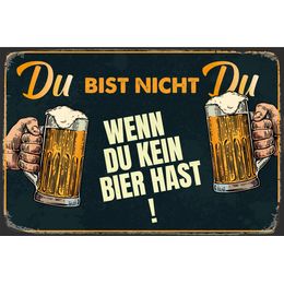Metallbild queence "Bier Spruch Stahlschild Blechschild", schwarz (farbe bild(er): schwarz), B:20cm H:30cm T:0,2cm, Blech, Metall, Bilder, Metallbild, 20x30x0,2cm - mit 4 Lochbohrung