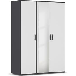 Dreht&uuml;renschrank Rauch "Kleiderschrank Schrank Garderobe W&auml;scheschrank VOYAGER", grau (graumetallic, alpinwei&szlig;), B:140cm H:194cm T:53cm, Holzwerkstoff, Schr&auml;nke, Dreht&uuml;renschrank, mit modernen Griffen in Graumetallic und Spiegel