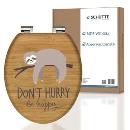 Sch&uuml;tte WC-Sitz SCH&Uuml;TTE "Don`t Hurry", braun, B:375cm H:4cm L:435cm, MDF - Mitteldichte Holzfaserplatte, WC-Sitze, WC-Sitz, Absenkautomatik, Holzkern, Motivdruck, MDF