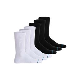 Sneakersocken Stance "Socken Icon Socken 6er Pack", Damen, Gr. 43-47, bunt (schwarz, wei&szlig;), Obermaterial: 76% Baumwolle CO. 19% Polyester PES. 3% Nylon NY. 2% Elasthan EL., Socken Sneakersocken