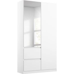 Dreht&uuml;renschrank Rauch "Kleiderschrank Schrank Garderobe W&auml;scheschrank Ankleide NIDDA", wei&szlig;, B:91cm H:197cm T:54cm, Holzwerkstoff, Schr&auml;nke, Dreht&uuml;renschrank, mit vollfl&auml;chig aufgelegten Spiegel grifflose Front MADE IN GERMANY