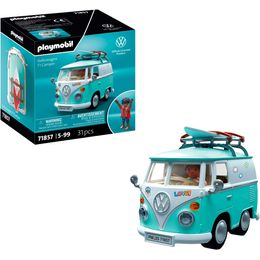 Konstruktions-Spielset Playmobil "Playmobil X Volkswagen T1 Camper (71857), Cars", t&uuml;rkis, Spielbausteine, Kinder, Kunststoff, Konstruktions-Spielset, Made in Europe
