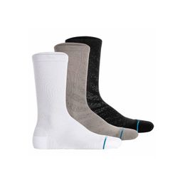 Kurzsocken Stance "Socken Run Light Tab Crew 3er Pack", Damen, Gr. 38-42, bunt (schwarz, wei&szlig;, grau), Obermaterial: 73% Nylon NY. 18% Polyester PES. 5% Baumwolle CO. 3% sonstige Fasern AF. 1% Elasthan EL., Socken Kurzsocken