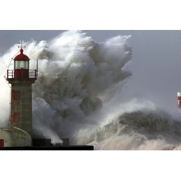 Fototapete papermoon "Lighthouse in Storm", bunt, B:3,5m L:2,6m, Vlies, Tapeten, Fototapete