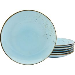 Speiseteller Creatable "Essteller NATURE COLLECTION", blau (hellblau), &Oslash;:27cm, Steinzeug, Speiseteller, Speiseteller, Teller Set f&uuml;r 6 Personen, &Oslash; 27 cm, Steinzeug, flache Teller