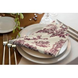 Stoffserviette Adam "Good Old Days" Gr. 1, rot (dunkelrot, natur), B:30cm L:30cm, Obermaterial: 100% Baumwolle, Servietten, Stoffserviette, GOTS organic,zertifiziert durch CERES 0242Made in Germany